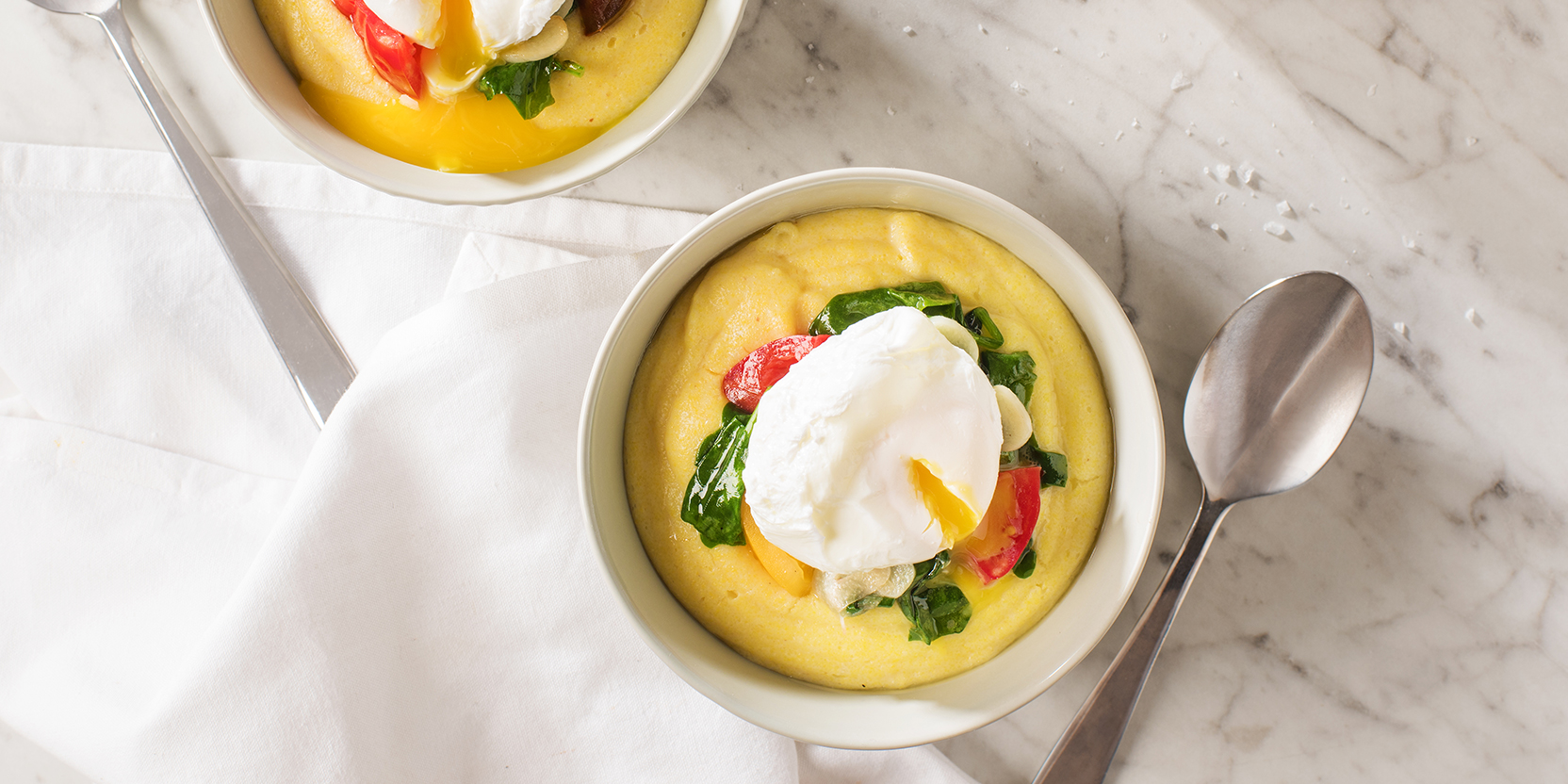 Creamy Polenta, Spinach and Heirloom Tomatoes - Eggs.ca