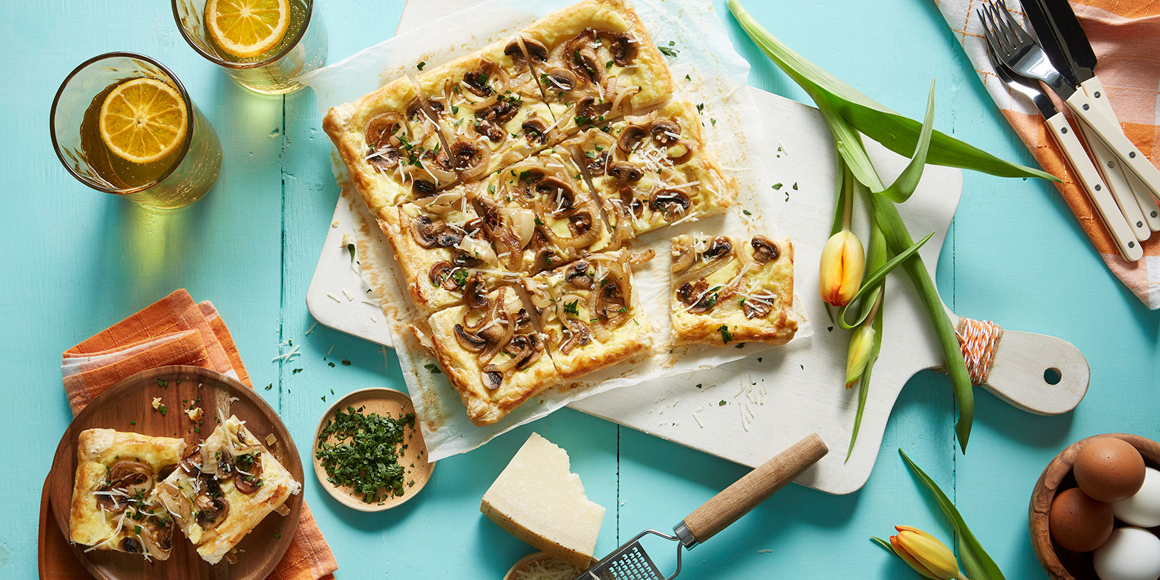 Mushroom, Egg, Onion and Goat Cheese Tart - Eggs.ca