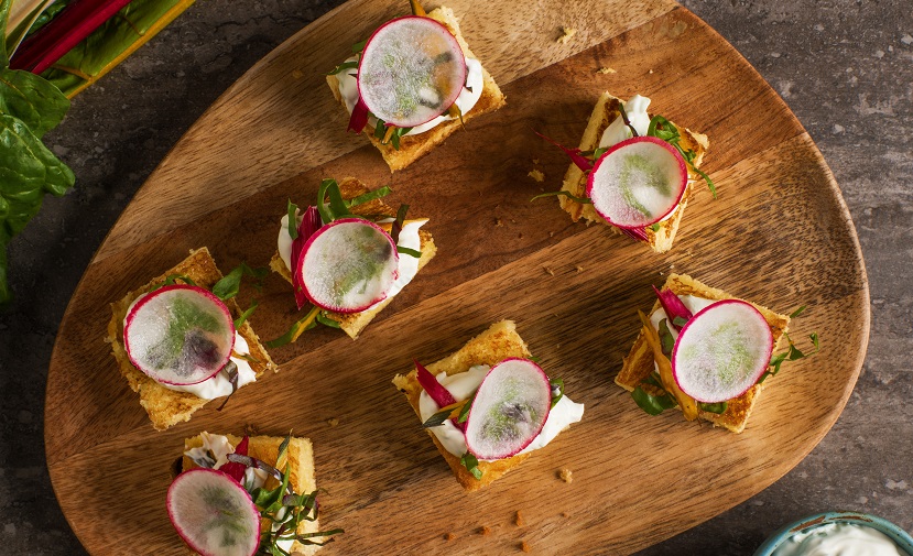 Egg Bread with Grilled Swiss Chard Sour Cream and Radish - Eggs.ca